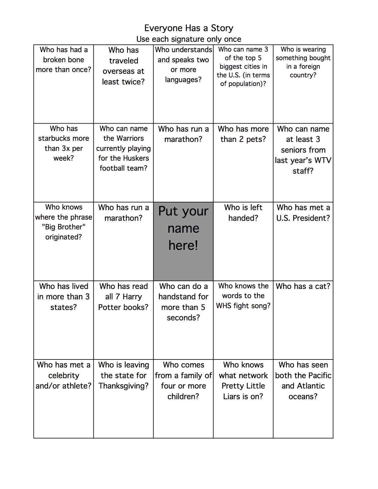 Mini Video Lesson: Who's Who Bingo - JEA